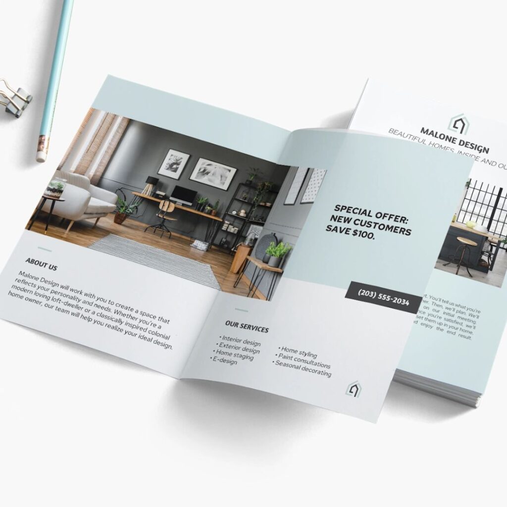 Custom Bi-Fold Brochures Printing – Professional & Custom Designs